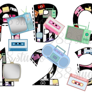 Retro Font Png, Doodle 90s Art, 90s Alphabet, Radio Clip Art, Cassette ...