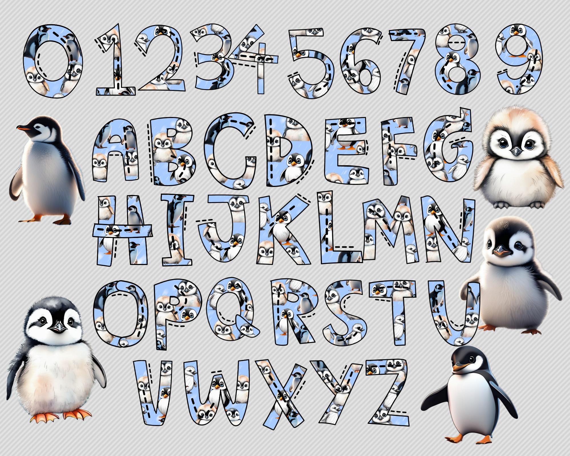 Penguin Fonts, Bird Alphabet Png, Penguin Lovers, Cute Letter Pdf, Font ...