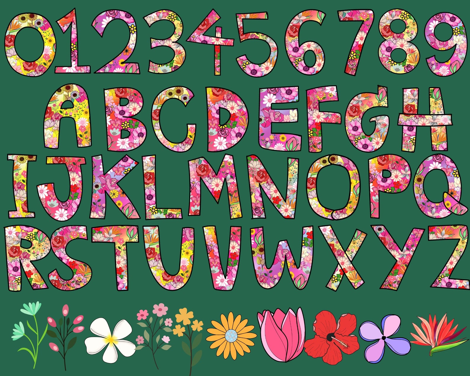 Flower Alphabet Png, Floral Font Pdf, Abc Png, Flower Font, Alphabet ...