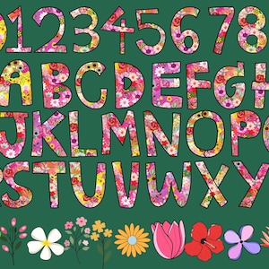 Flower Alphabet Png, Floral Font Pdf, Abc Png, Flower Font, Alphabet ...