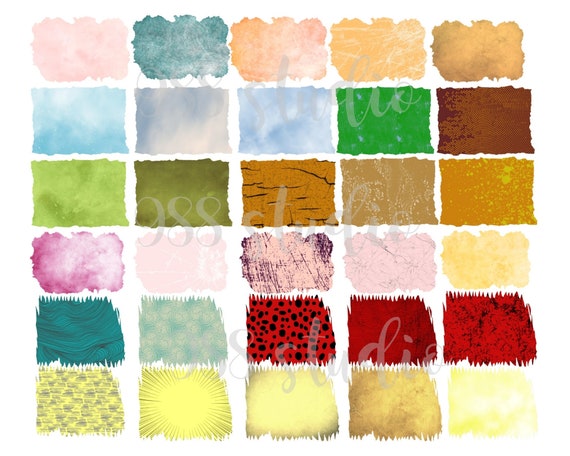 30 Torn Edge Paper Clip Art Texture Background Png Paper - Etsy