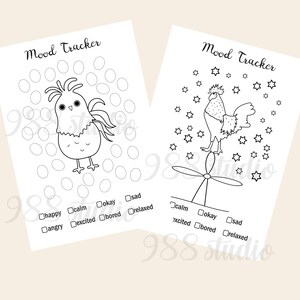 Mood Tracker Printable, Chicken Mood Tracker, Journal Page, Monthly ...