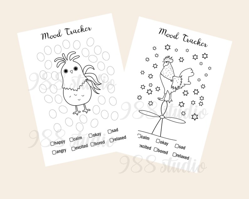 Mood Tracker Printable, Chicken Mood Tracker, Journal Page, Monthly ...