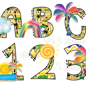 Summer Font Png, Summer Clip Art, Colorful Alphabet, Palm Tree Png ...