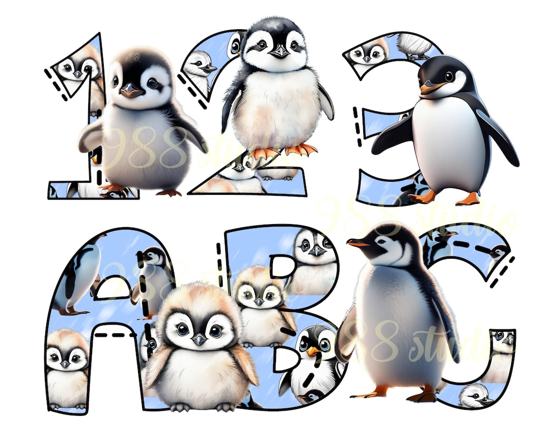 Penguin Fonts, Bird Alphabet Png, Penguin Lovers, Cute Letter Pdf, Font ...