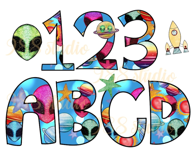 Space Alphabet Png Outer Space Alphabet Alien Font Letter - Etsy