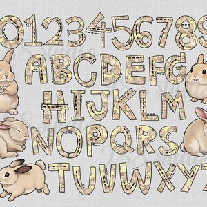 Rabbit Fonts, Animal Alphabet Png, Pdf, Cute Rabbit, Rabbit Letters Png ...