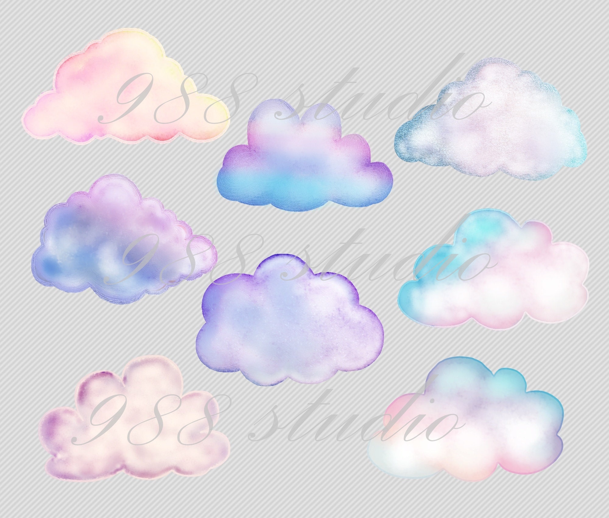 Weather Clip Art pastel Cloud pink Cloud Clip Art Cloud Sublimation ...