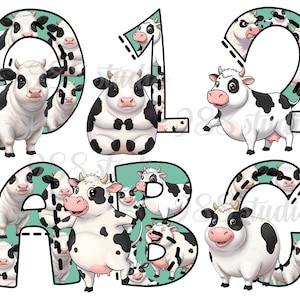 Cow Alphabet Png, Pdf, Ornament Font, Abc Clip Art, Cow Sublimation ...