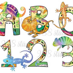 Chameleon Font Png, Gecko Clip Art, Lizard Alphabet, Colorful Fonts ...