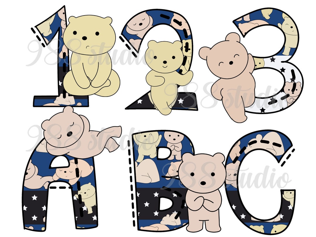 Bear Fonts, Doodle Bear, Animal Clip Art, Bear Alphabet Png, Abc ...