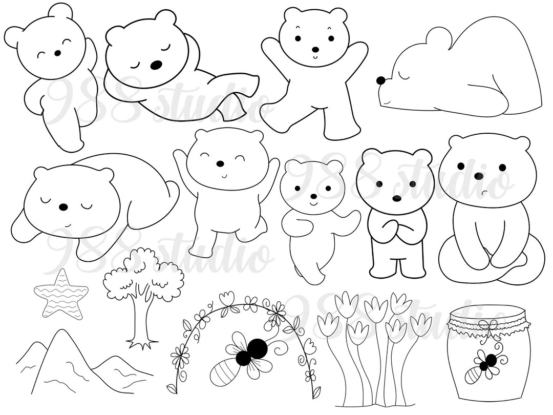 Bear Outline Svg, Bear Line Drawings, Animal Vector, Bears Svg, Doodle ...