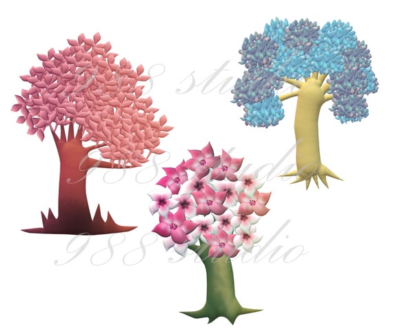 Tree Clip Art Flower Tree Png Pink Tree Png Tree Clip Art | Etsy