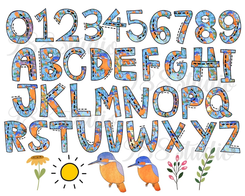 Bird Letters Png, Kingfisher Alphabet Clip Art, Birds Fonts, Doodle ...
