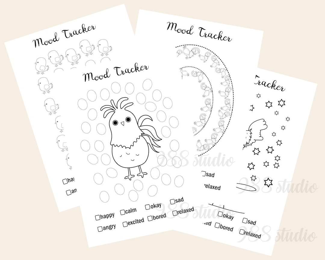Mood Tracker Printable, Chicken Mood Tracker, Journal Page, Monthly ...