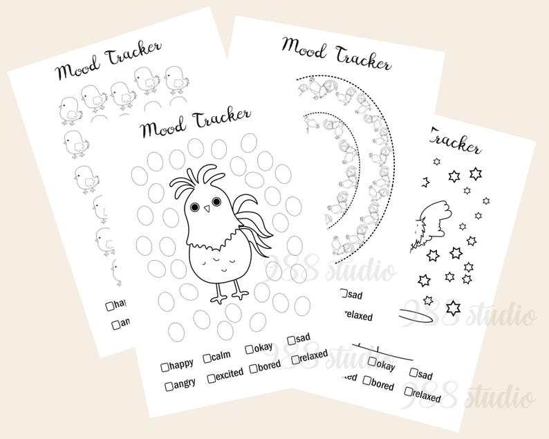 Mood Tracker Printable, Chicken Mood Tracker, Journal Page, Monthly ...