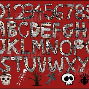 Skulll Alphabet Clip Art, Halloween Font Png, Skeleton Letters Png ...
