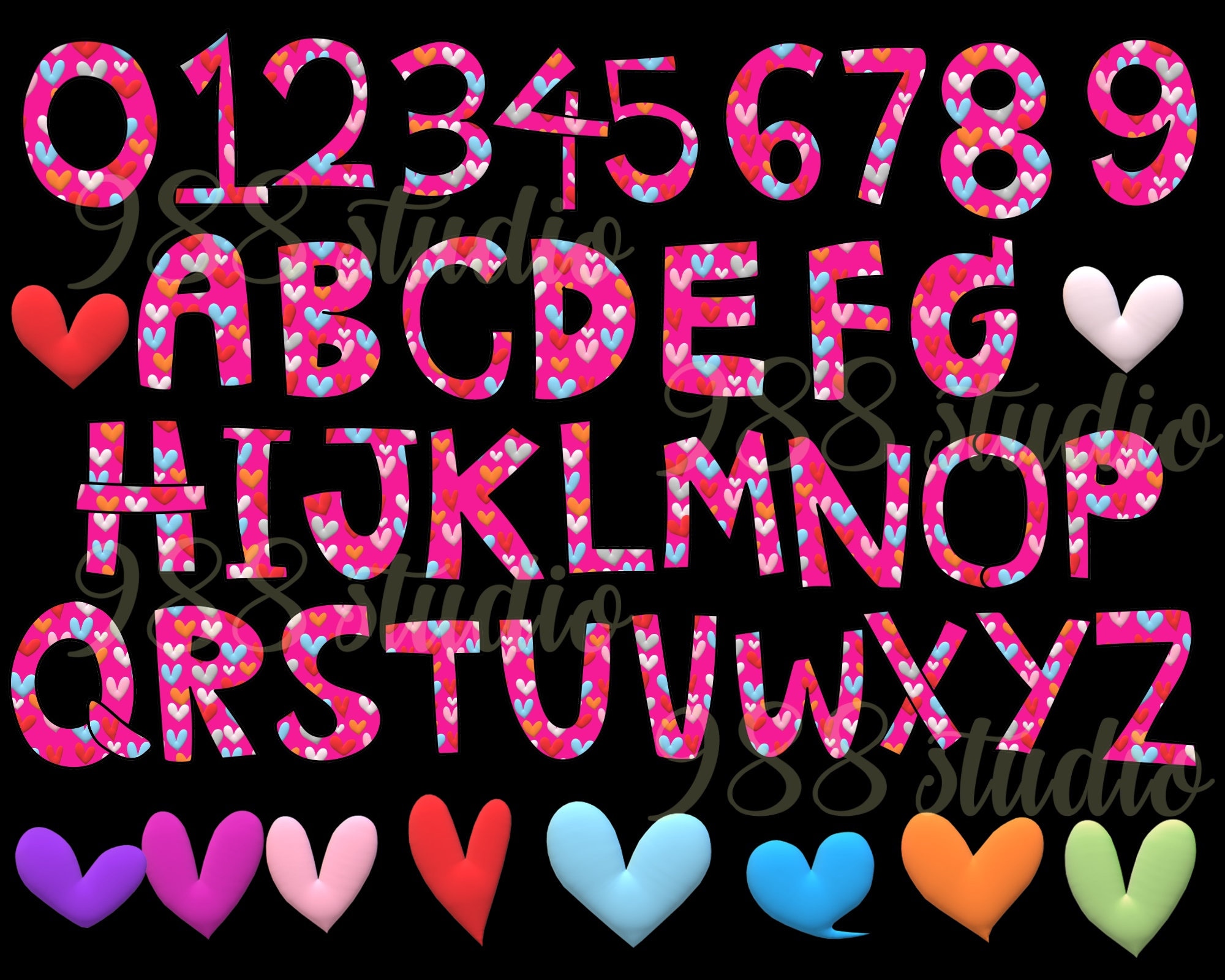 Alfabeto de corazón png alfabeto 3D png letras de corazones - Etsy México