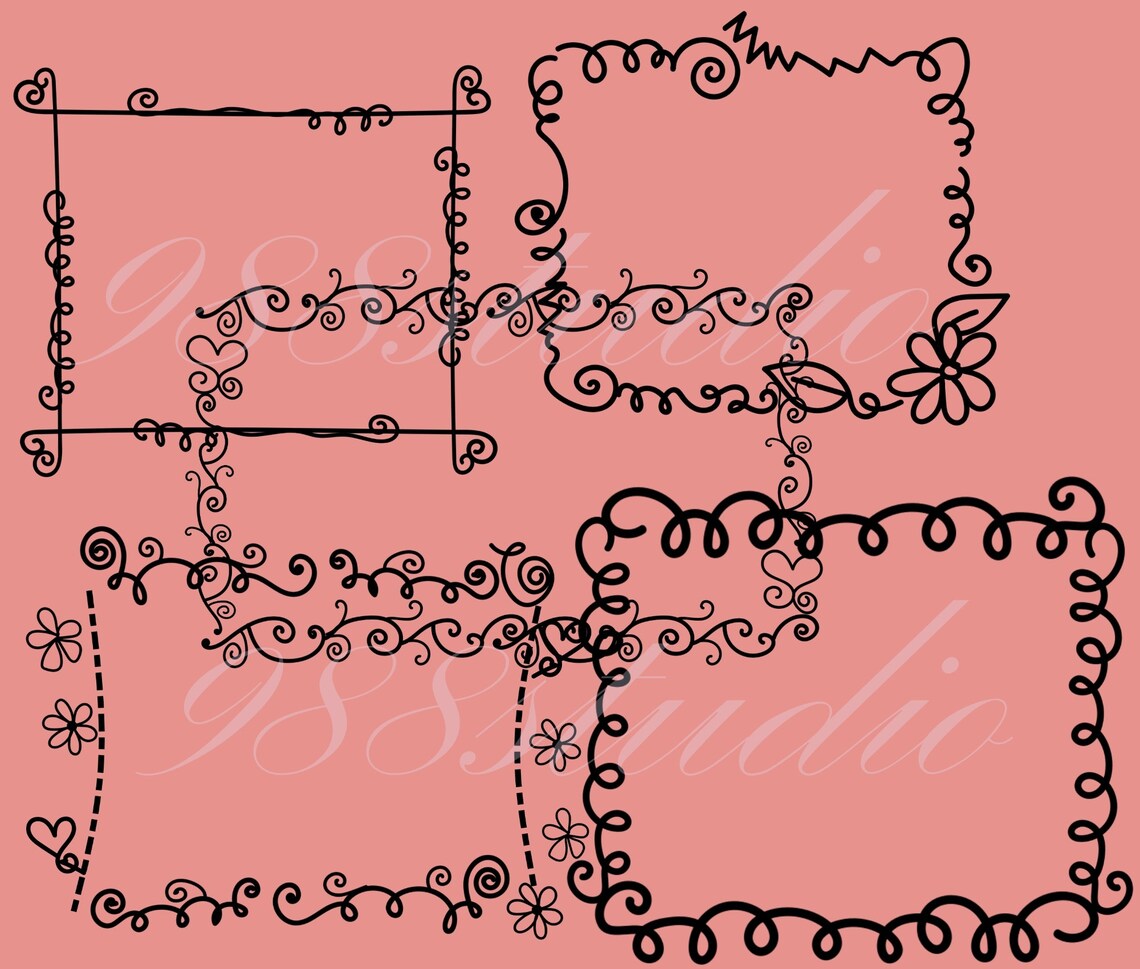 Doodle Frame Clip Art- Frame Png- Doodle Frames- Doodle Clipart Bundle ...