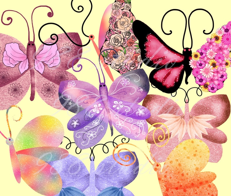Butterfly Clip Art Png butterflies Sublimation Butterfly | Etsy