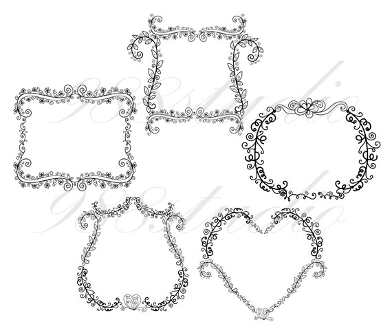 Doodle Frames Doodle Clipart Bundle Doodle Frame Clip Art | Etsy