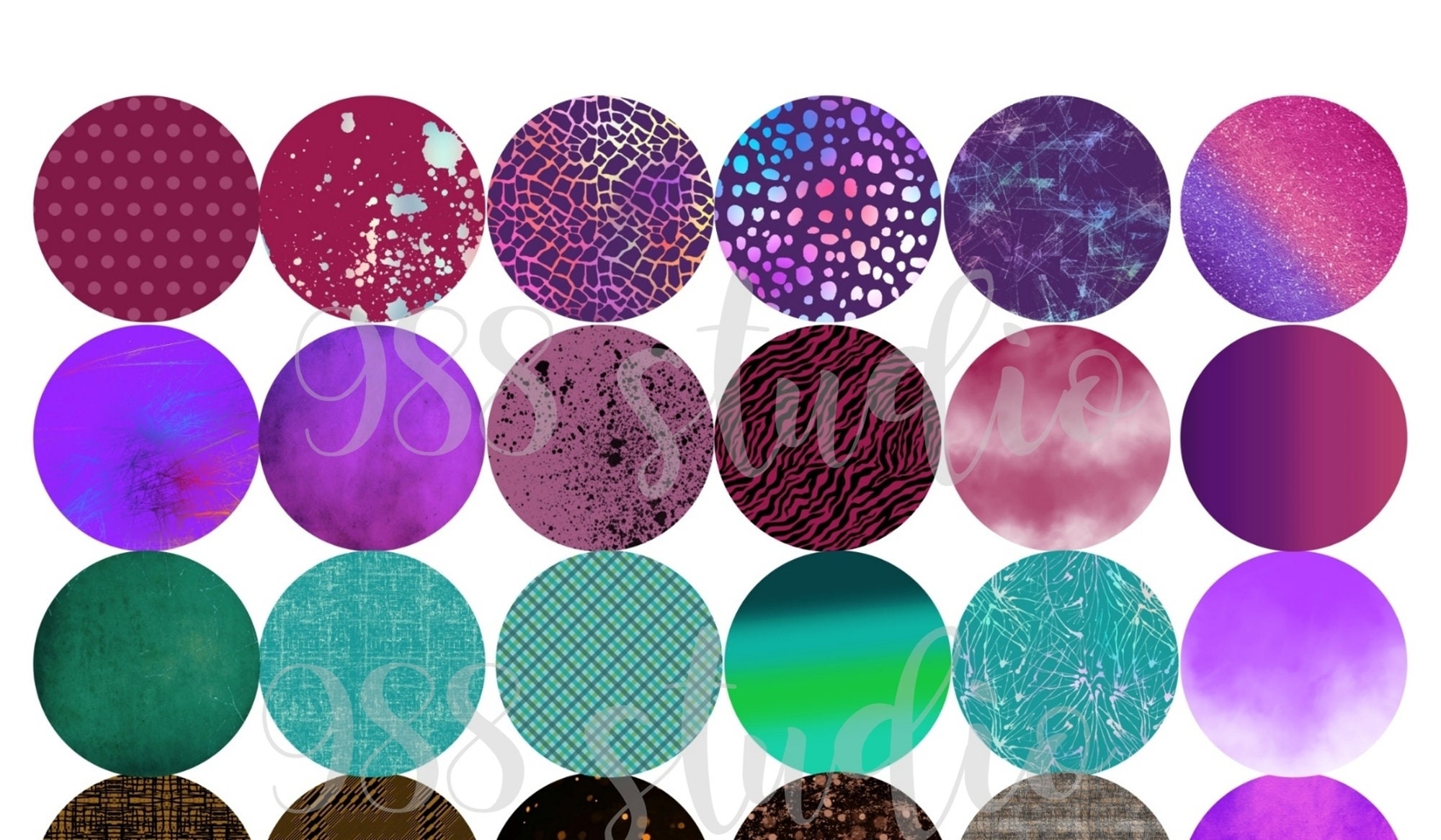 Round Prints- 30 Coaster Bundle Png- Round Coaster Set- Round Clip Art ...