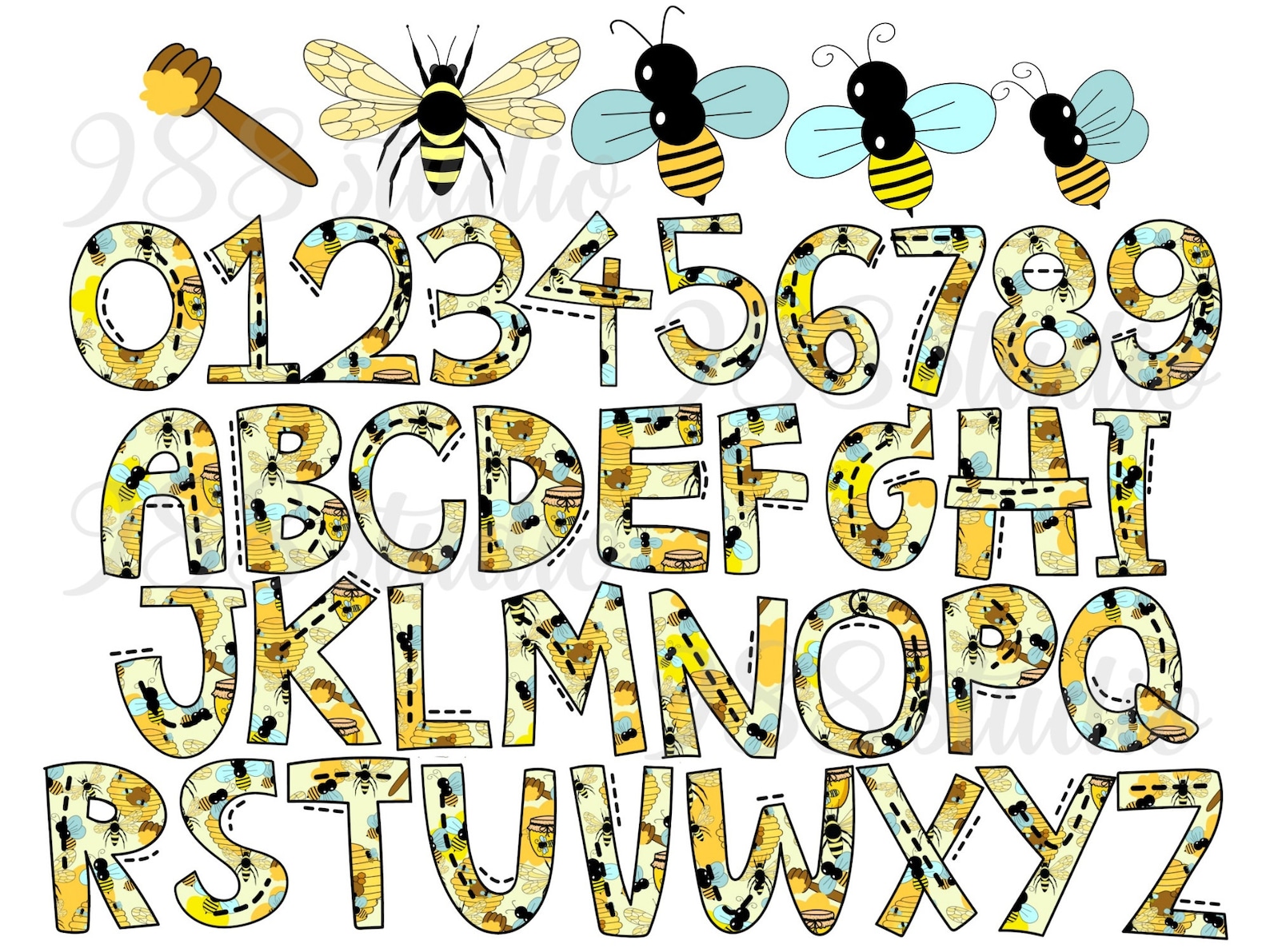Bee Font Png, Bees Clip Art, Insect Alphabet, Cute Fonts, Bee ...