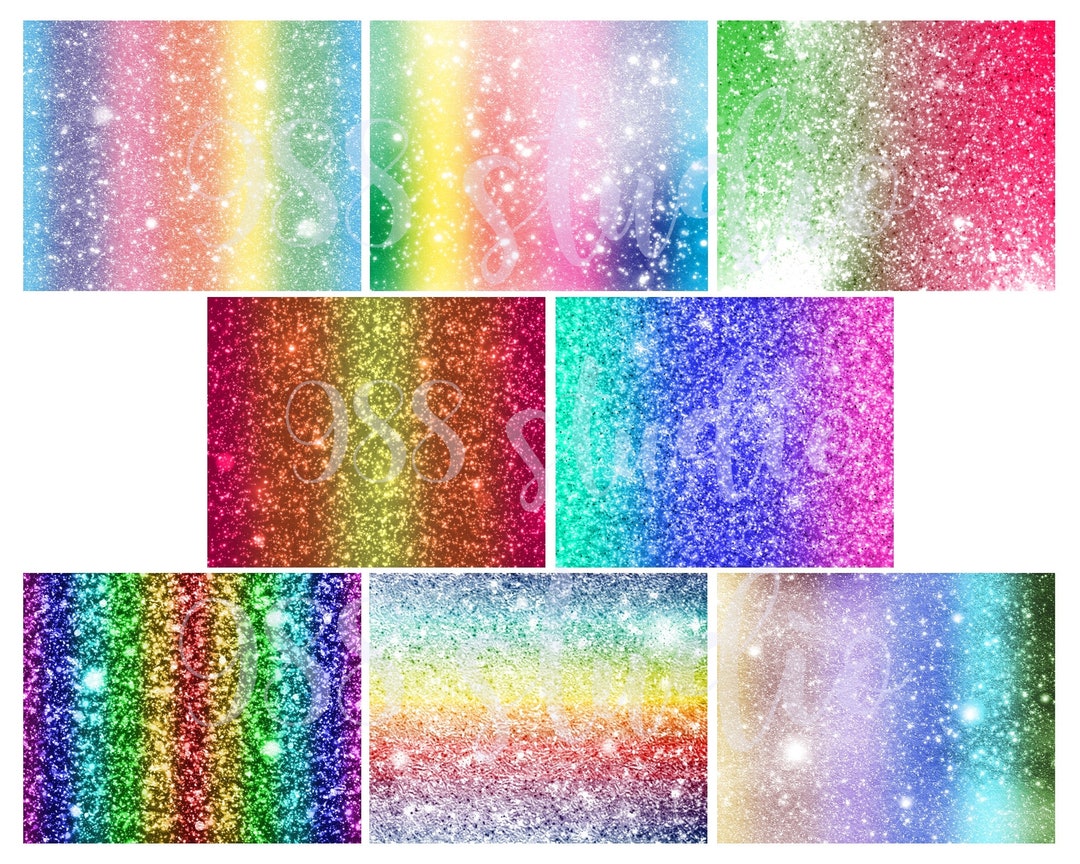 Rainbow Glitter Digital Paper- Scrapbooking Digital Paper- Rainbow ...