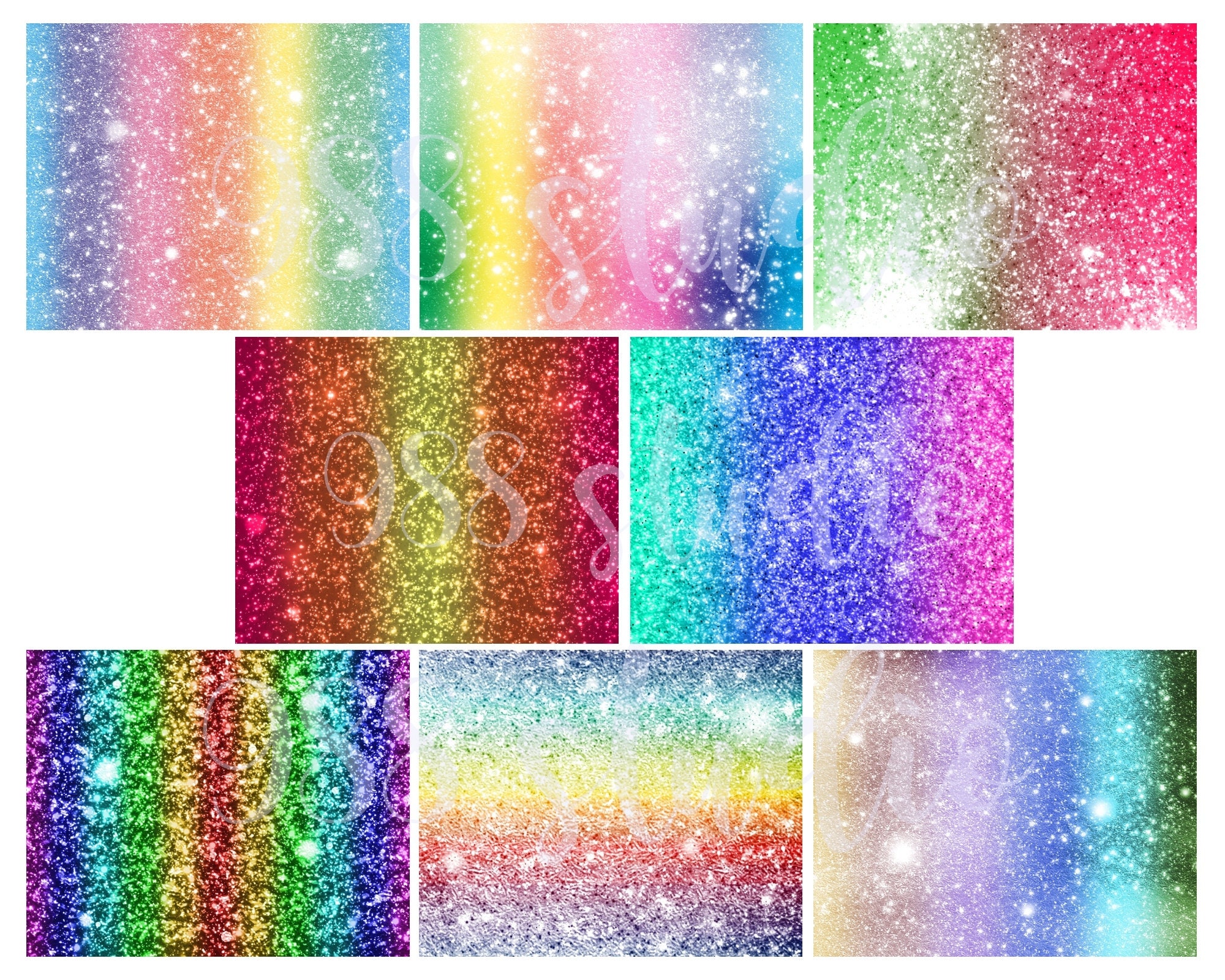 Rainbow Glitter Digital Paper- Scrapbooking Digital Paper- Rainbow ...