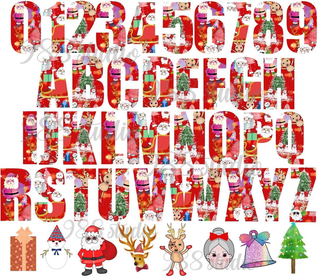 Christmas Alphabet Png, Santa Claus Clip Art, Reindeer Snowman Art ...