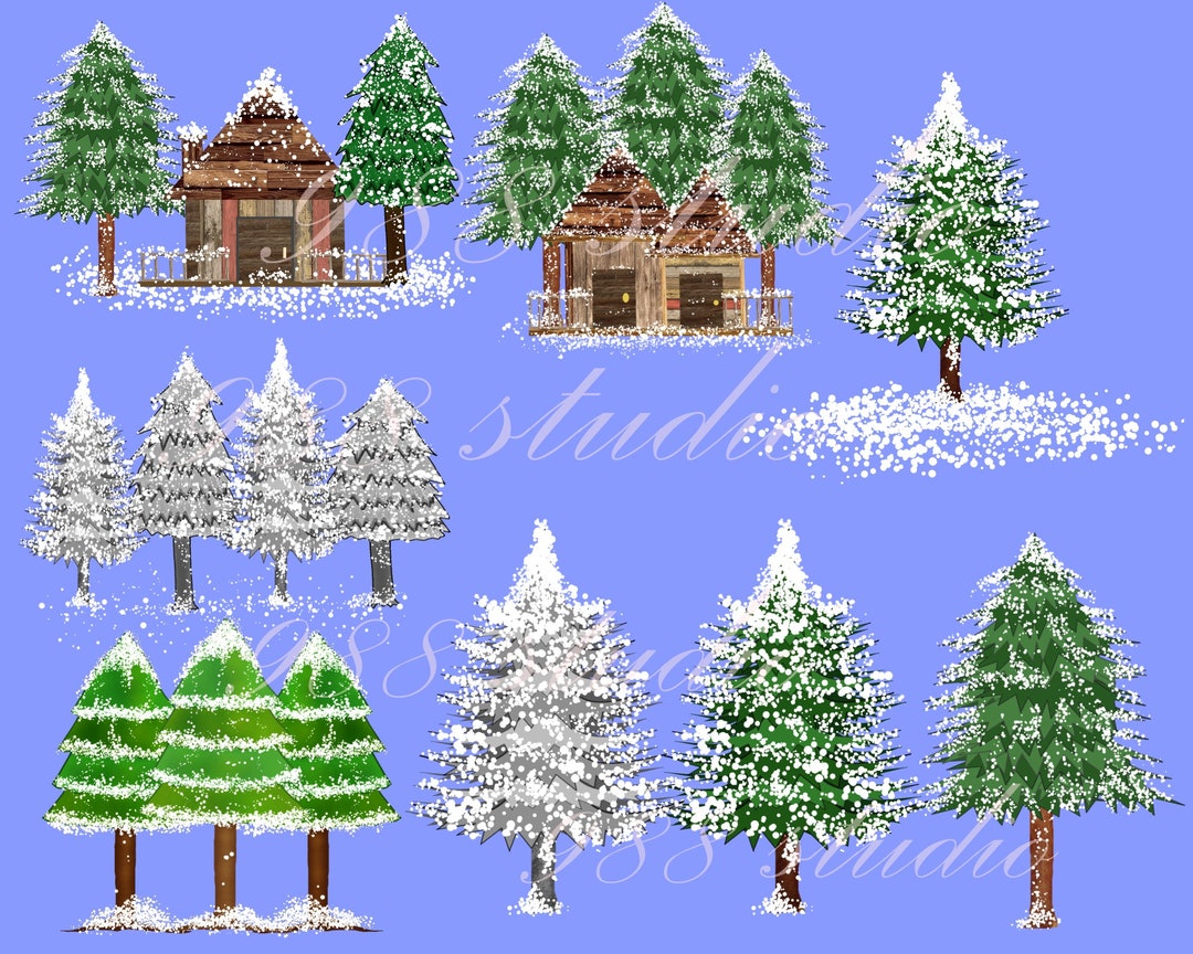 Winter Trees Png- Pine Tree Clip Art- Christmas Tree Sublimation ...