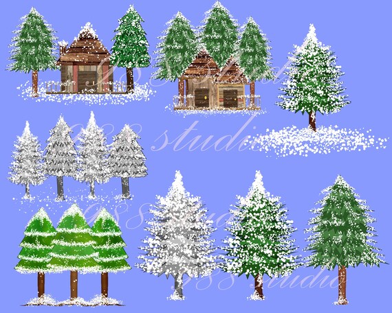 Winter Trees Png Pine Tree Clip Art Christmas Tree - Etsy