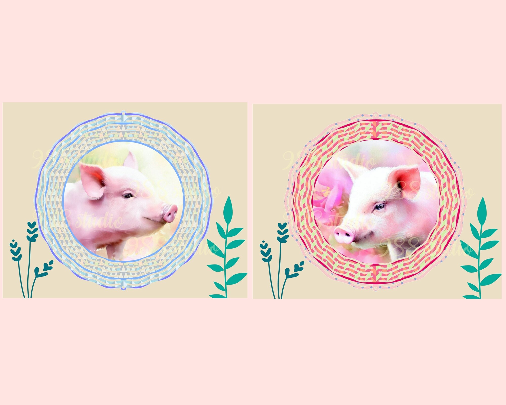 Pig Wind Spinner Png Pig Sublimation Farm Animal Wind - Etsy