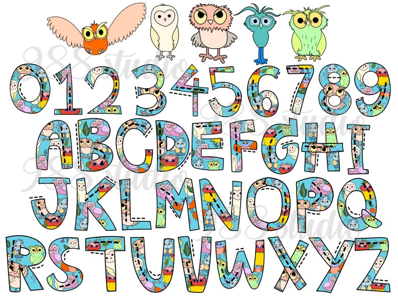 Owl Alphabet Png, Cute Fonts Png, Owl Sublimation, Alphabet Letters ...
