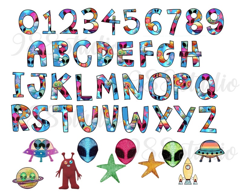 Space Alphabet Png Outer Space Alphabet Alien Font Letter - Etsy