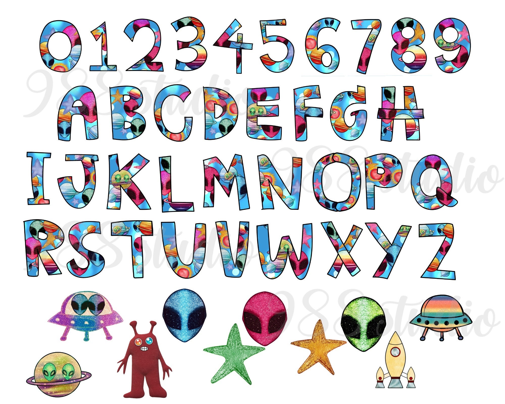 Space Alphabet Png, Outer Space Alphabet, Alien Font, Letter and Number ...
