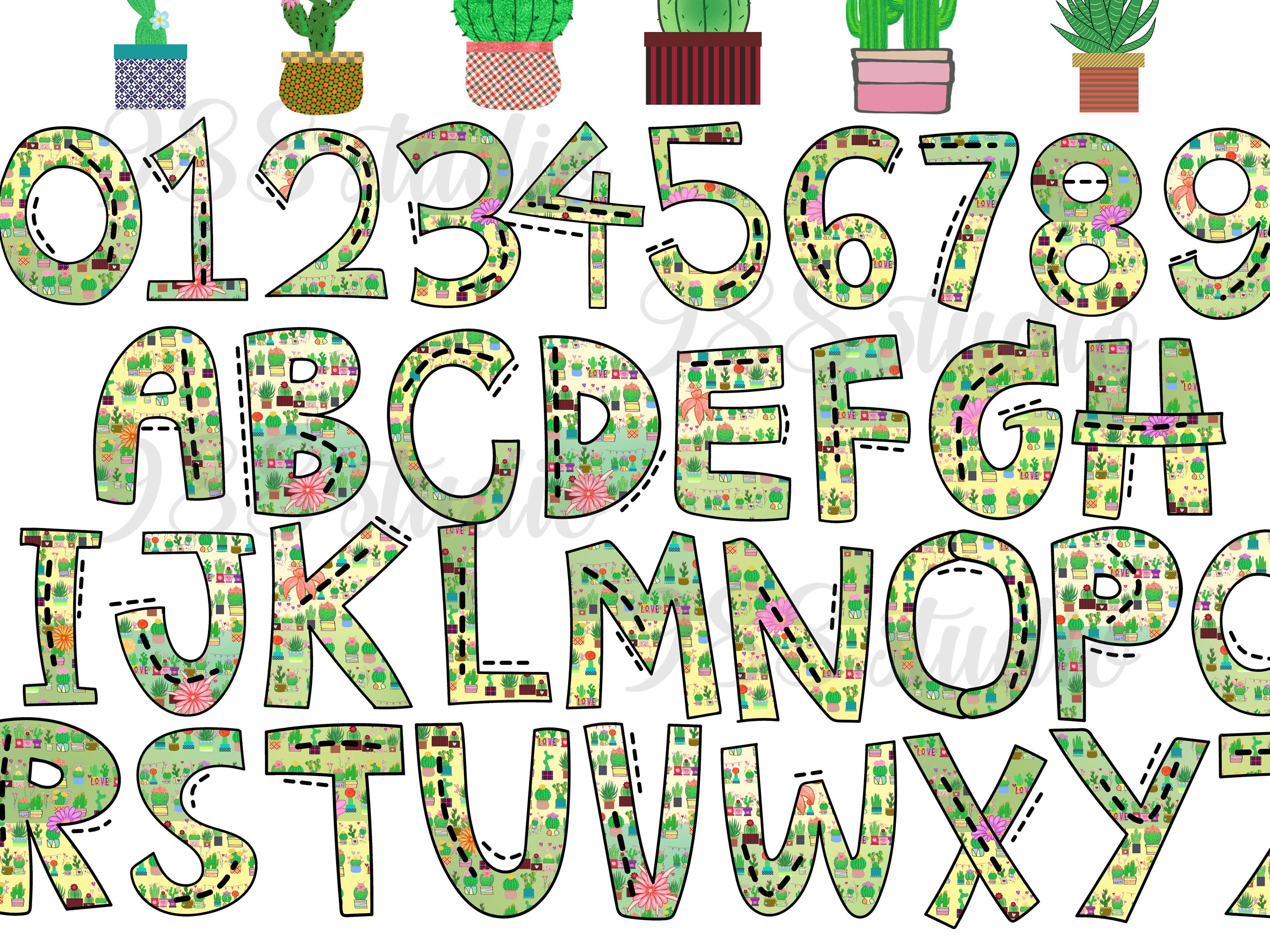 Cactus Font Png, Succulent Alphabet, Plants Sublimation, Alphabet ...