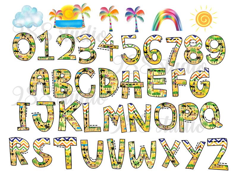 Summer Font Png, Summer Clip Art, Colorful Alphabet, Palm Tree Png ...