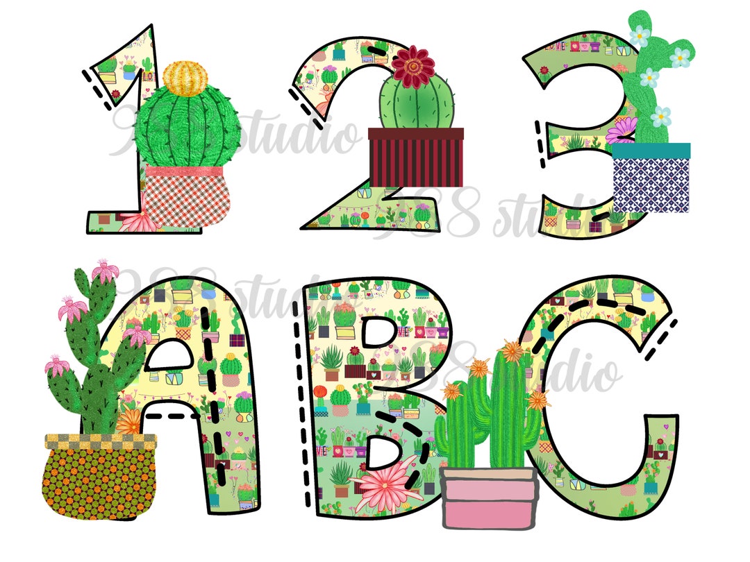 Cactus Font Png, Succulent Alphabet, Plants Sublimation, Alphabet ...