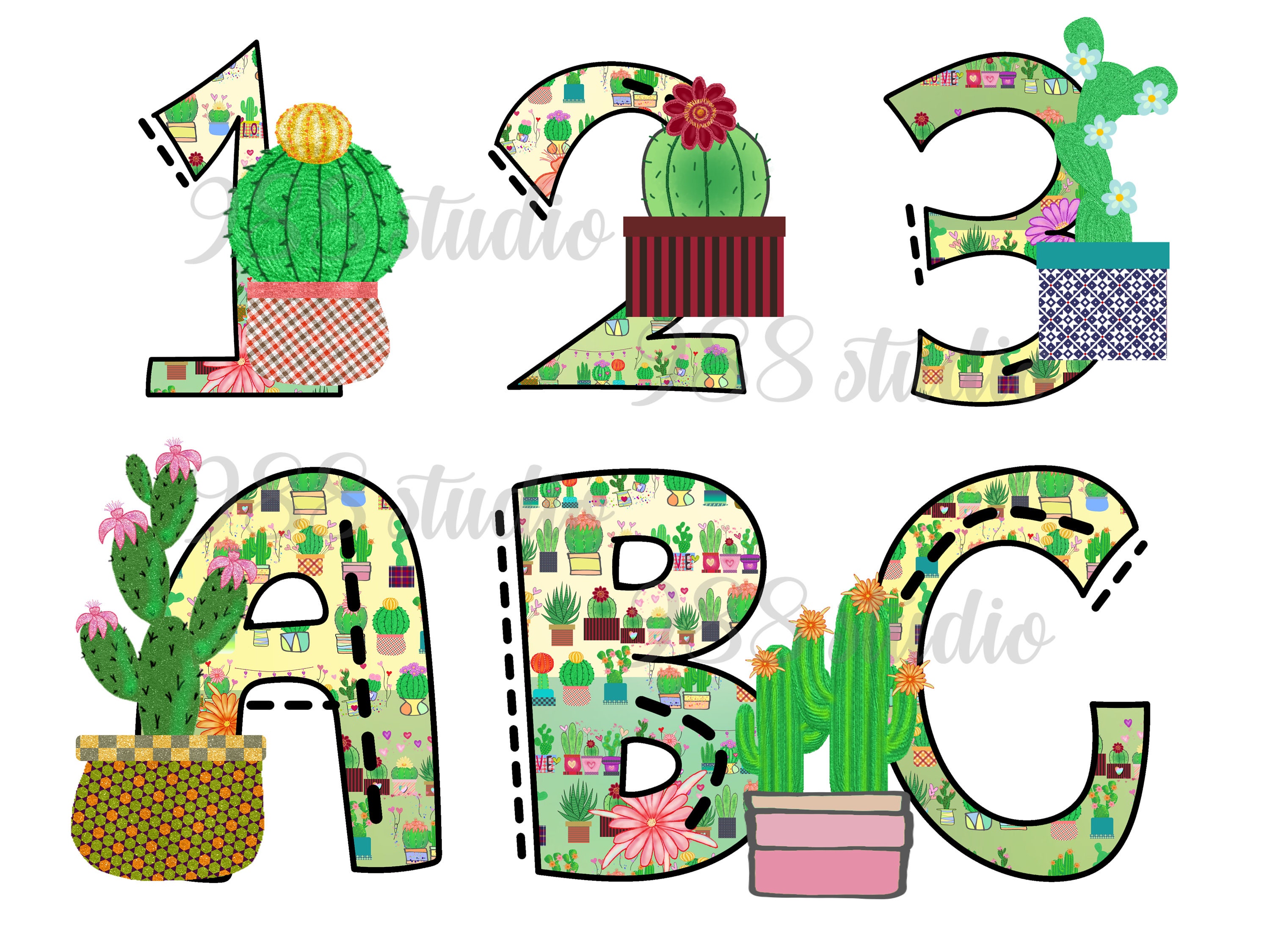 Cactus Font Png, Succulent Alphabet, Plants Sublimation, Alphabet ...