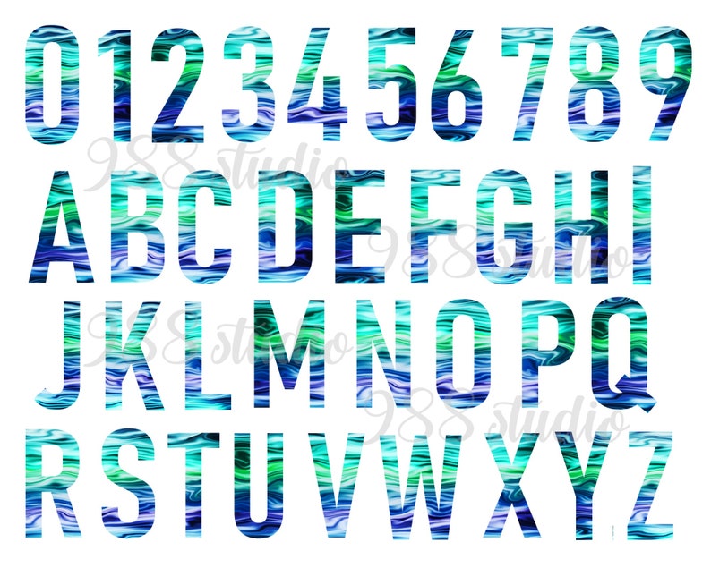 Water Alphabet Png Sea Font Decorative Alphabet Png Water - Etsy