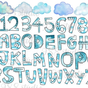 Cloud Font Png, Sky Alphabet Clip Art, Clouds Clip Art, Blue Sky Fonts ...