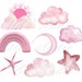 Pink Cloud Png- Clouds Clip Art - Star Sun Moon Digital- Cute Cloud ...