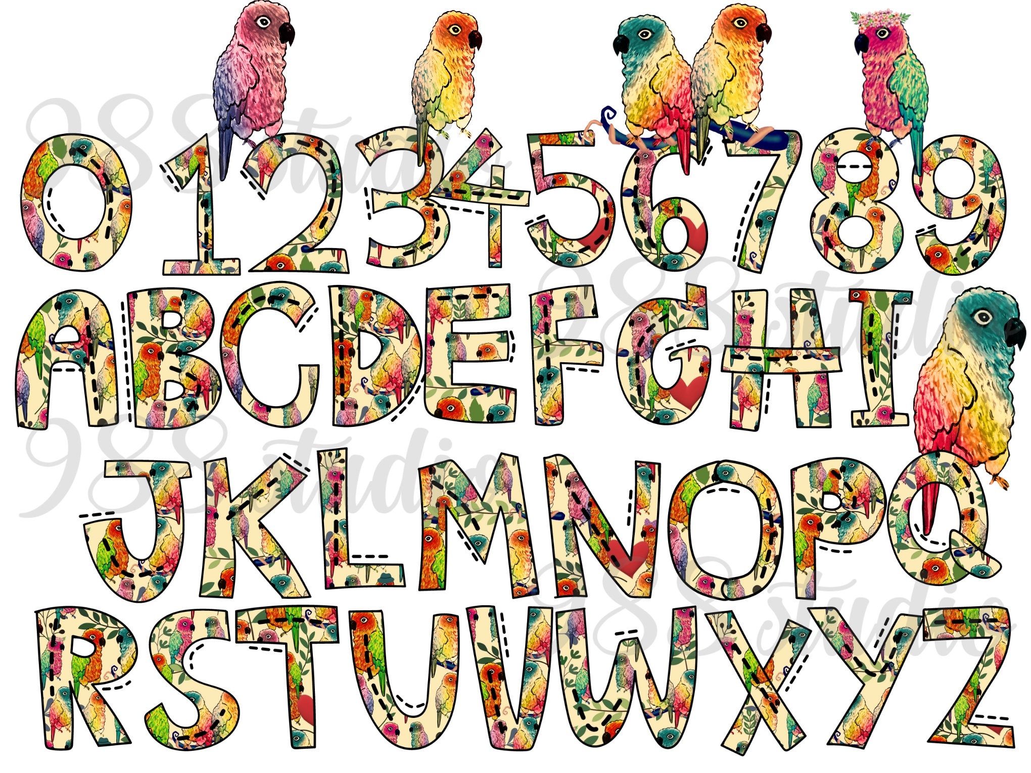 Parrot Font Png, Doodle Alphabet, Parrots Clip Art, Bird Alphabet Png ...