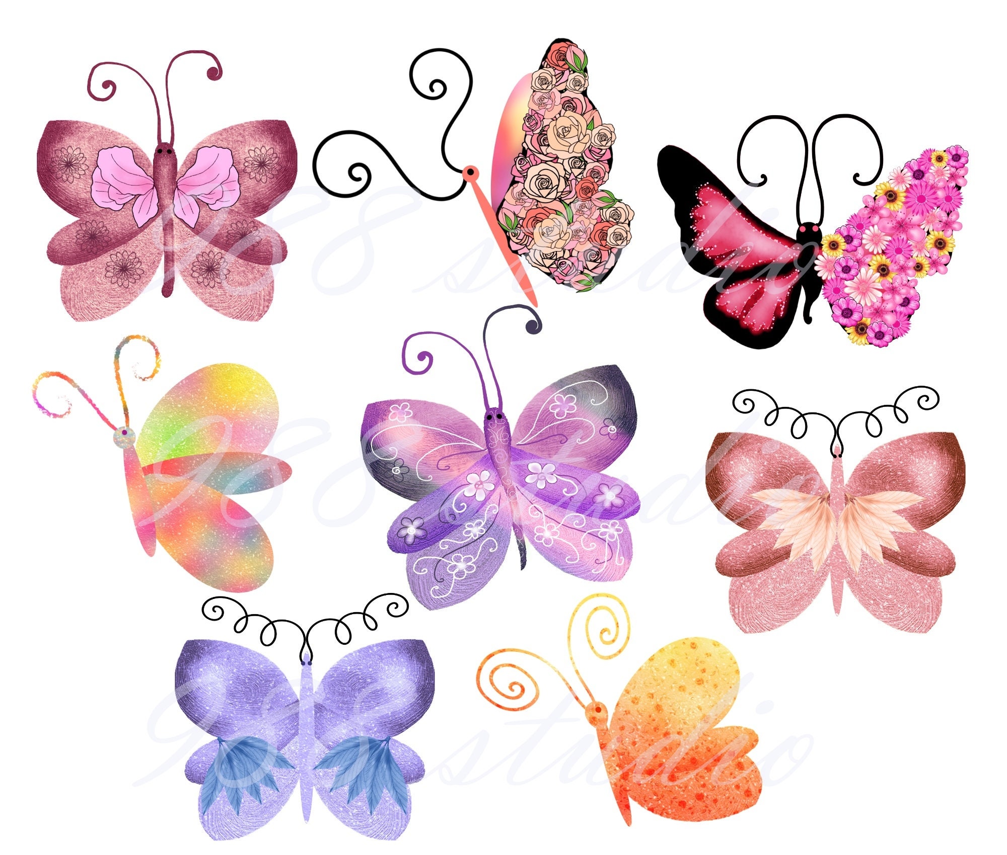 Butterfly Clip Art Png butterflies Sublimation Butterfly - Etsy