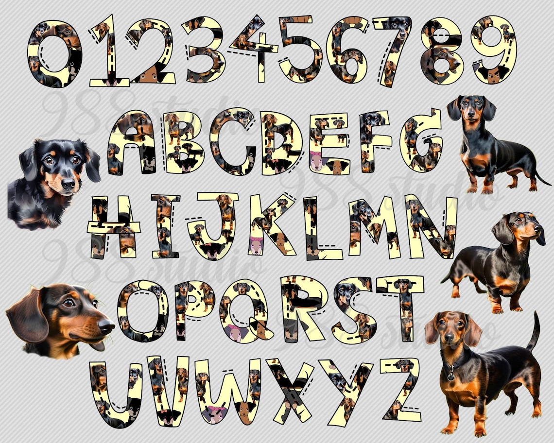 Dachshund Alphabet Png, Dog Fonts, Dachshund Lovers, Letter Pdf ...