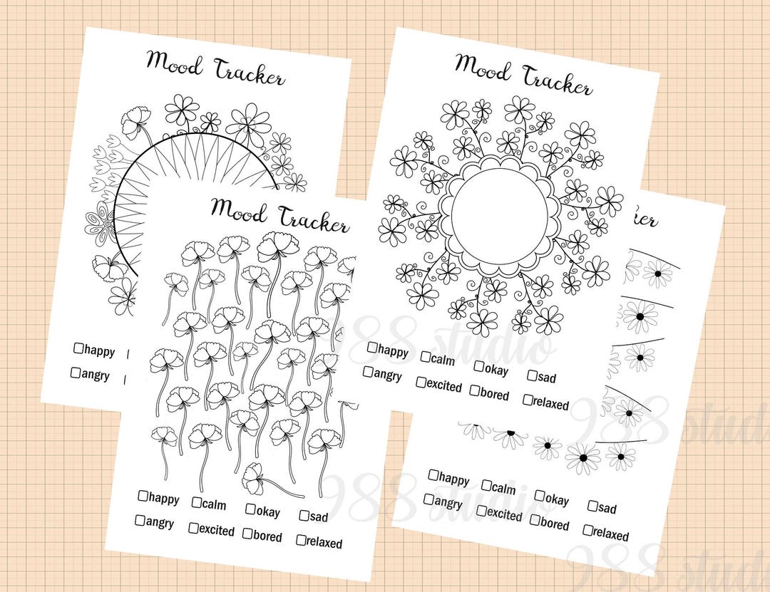 Flower Mood Tracker, Mood Tracker Journal, Monthly Tracker, Emotional ...