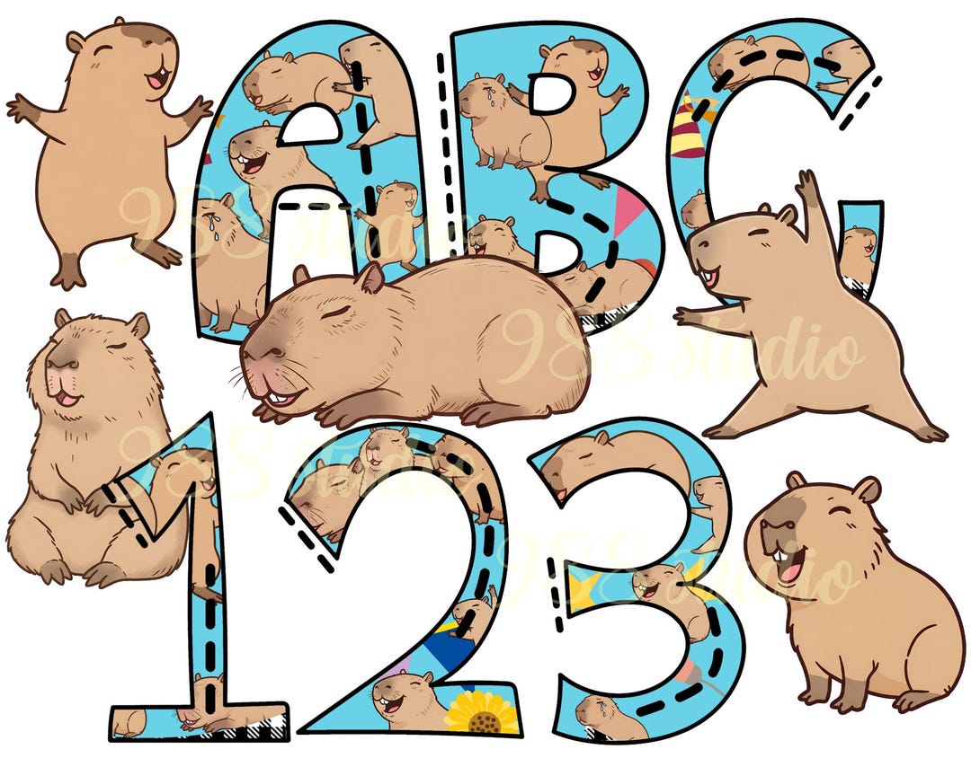 Capybara Fonts, Capital Letters, Animal Alphabet Png, Pdf, Cute Fonts ...