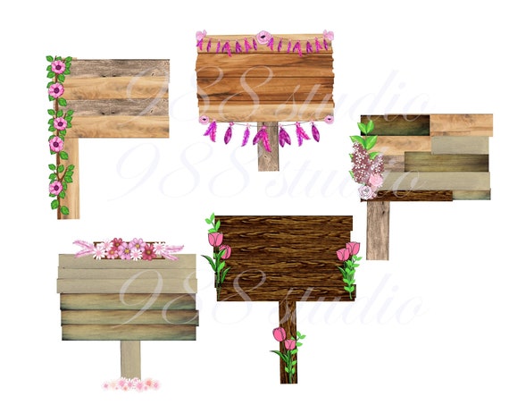 Floral Sign Png flower Frames Png Sing Bundle Png wood | Etsy