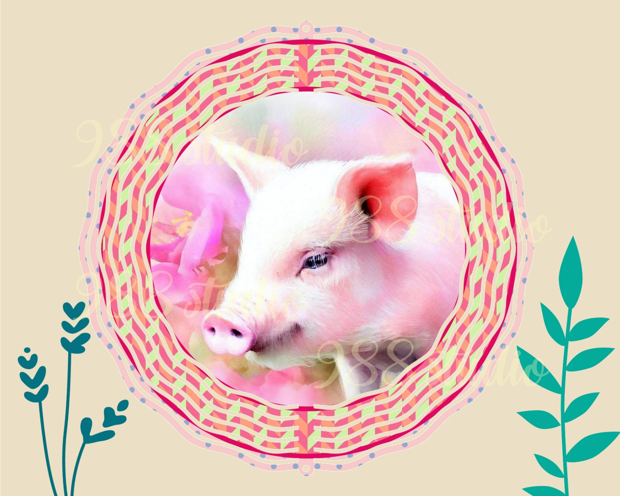Pig Wind Spinner Png Pig Sublimation Farm Animal Wind - Etsy